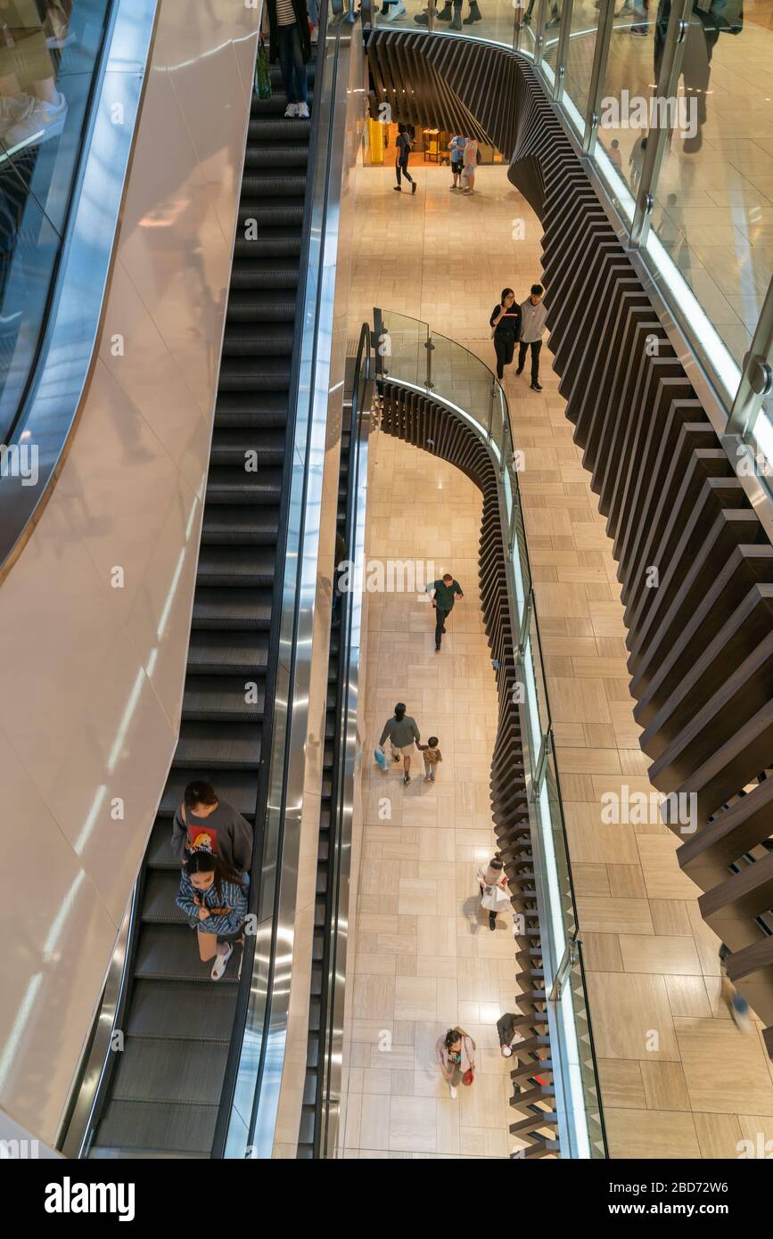 Melbourne Australia - March 9 2020; People on escalator surrounded by ...