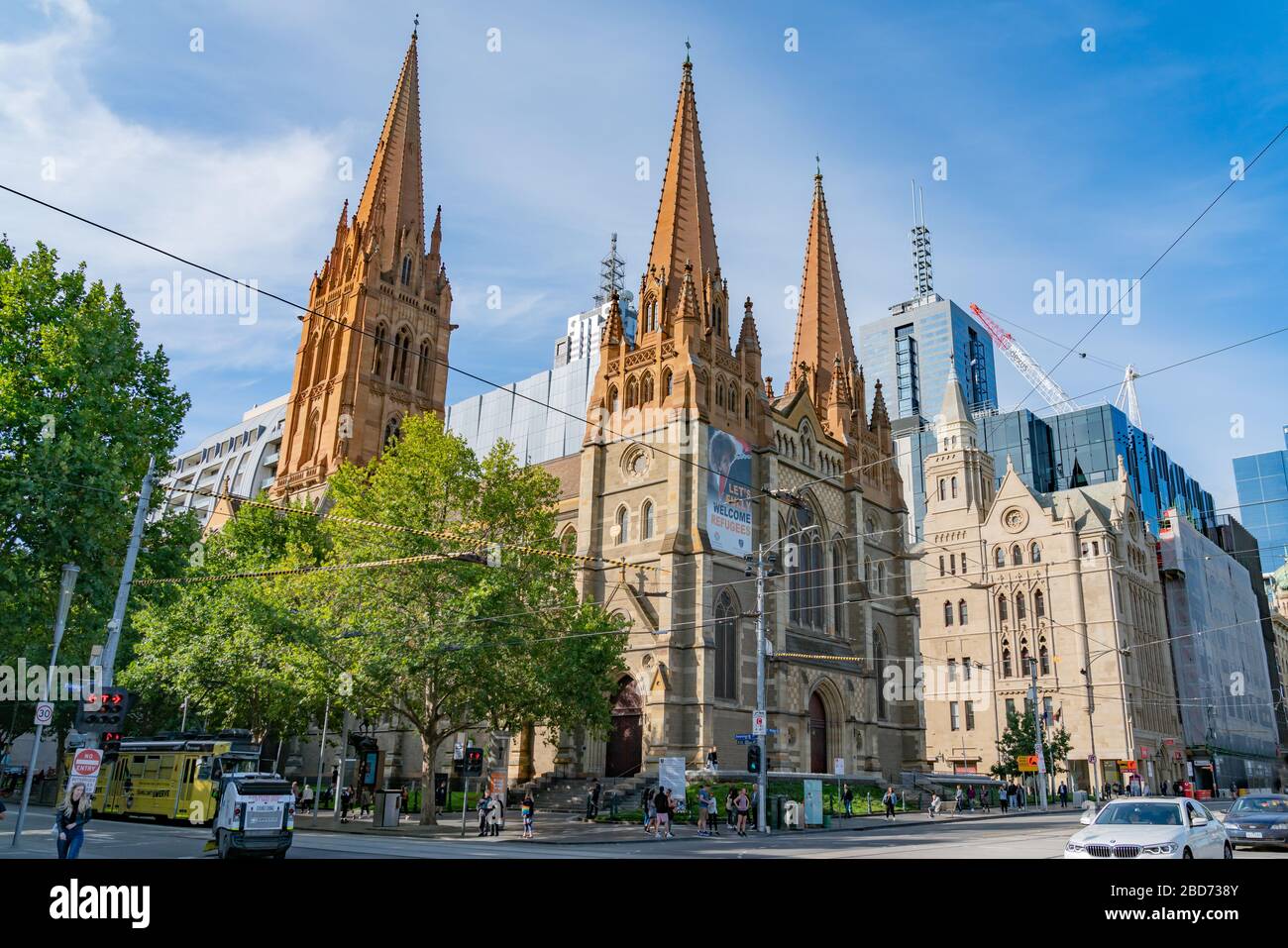 Melbourne, Australia - March 9 2020; City street intersection with St ...
