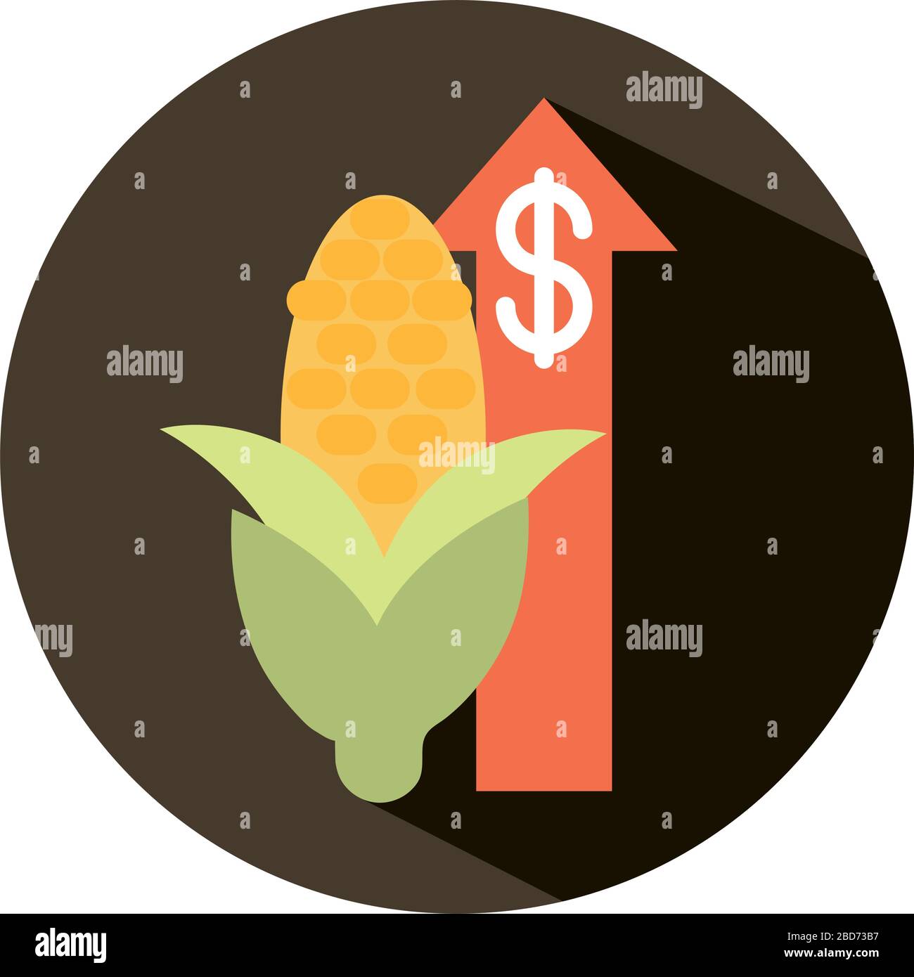 fresh corn market up arrow money, rising food prices, block style icon ...