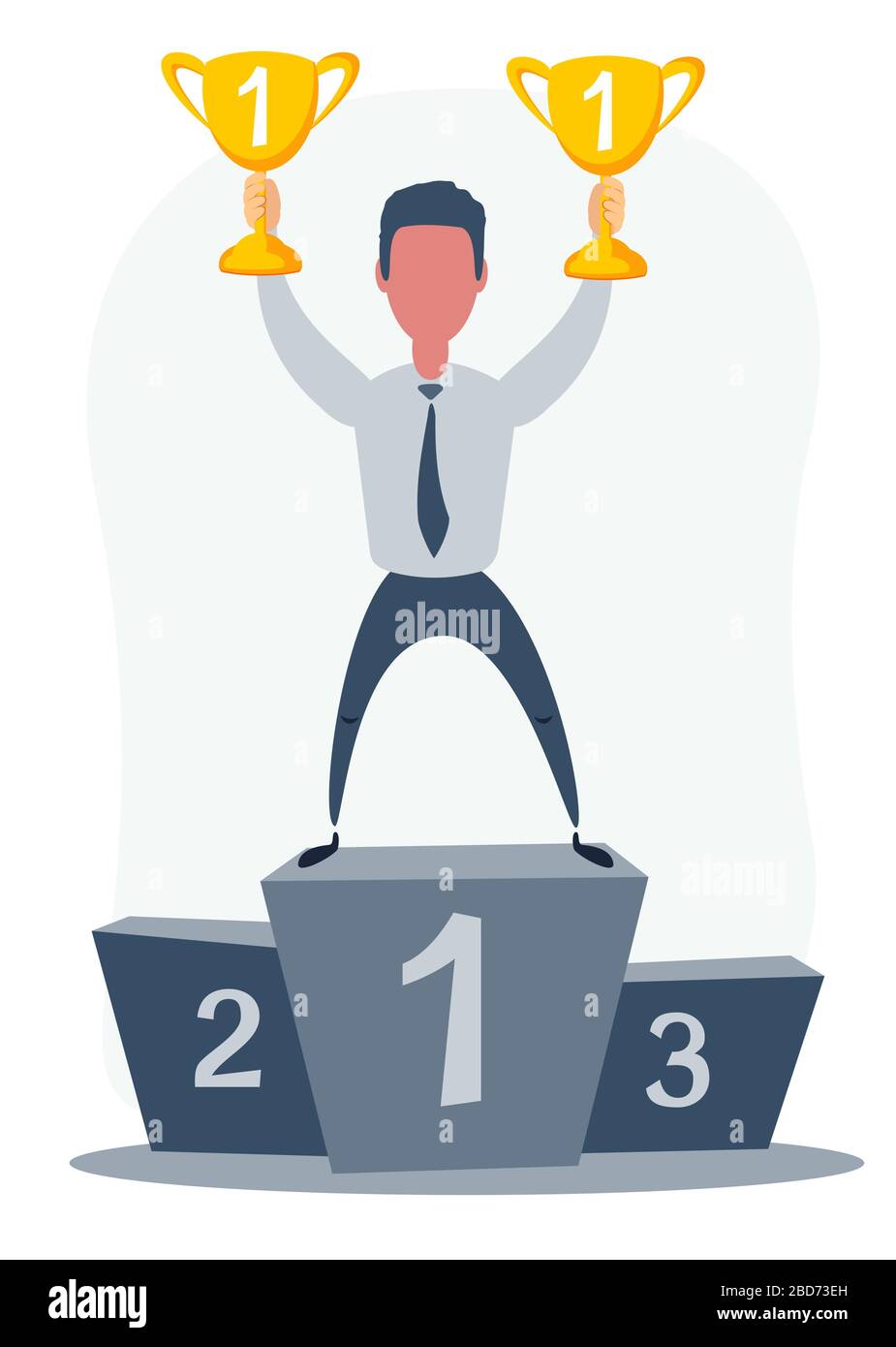 Cartoon illustration man on podium Cut Out Stock Images & Pictures - Alamy