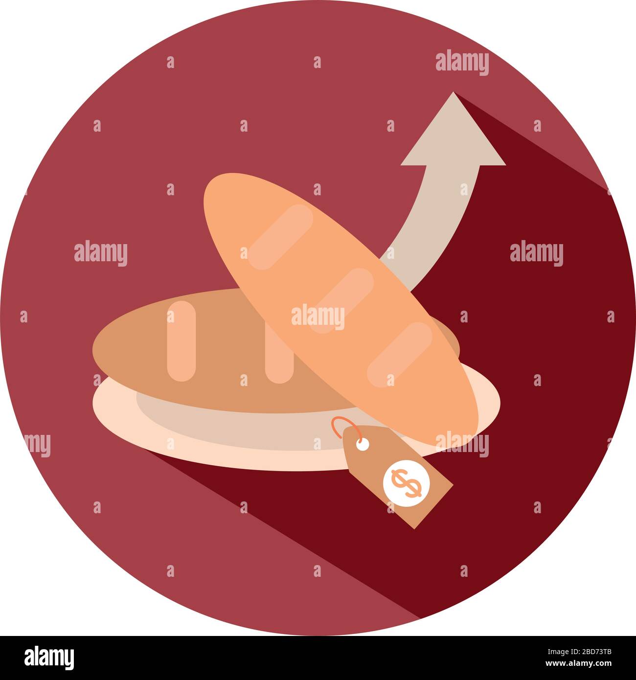 product breakfast breads tag money up arrow, rising food prices, block ...