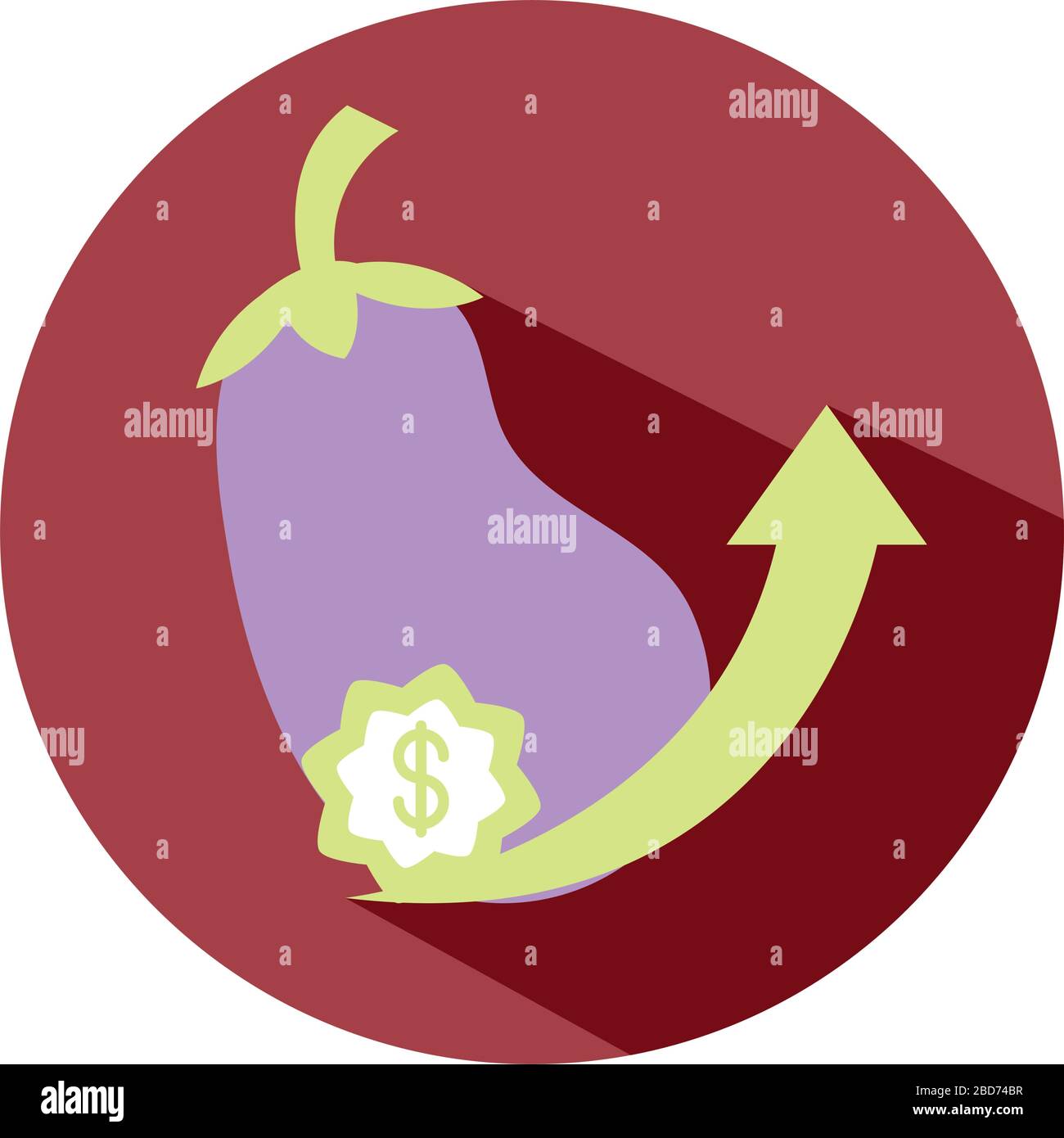 eggplant vegetable offer and demand up arrow, rising food prices, block ...