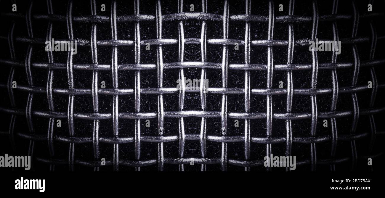 metal microphone Grille, close up background macro image Stock Photo ...