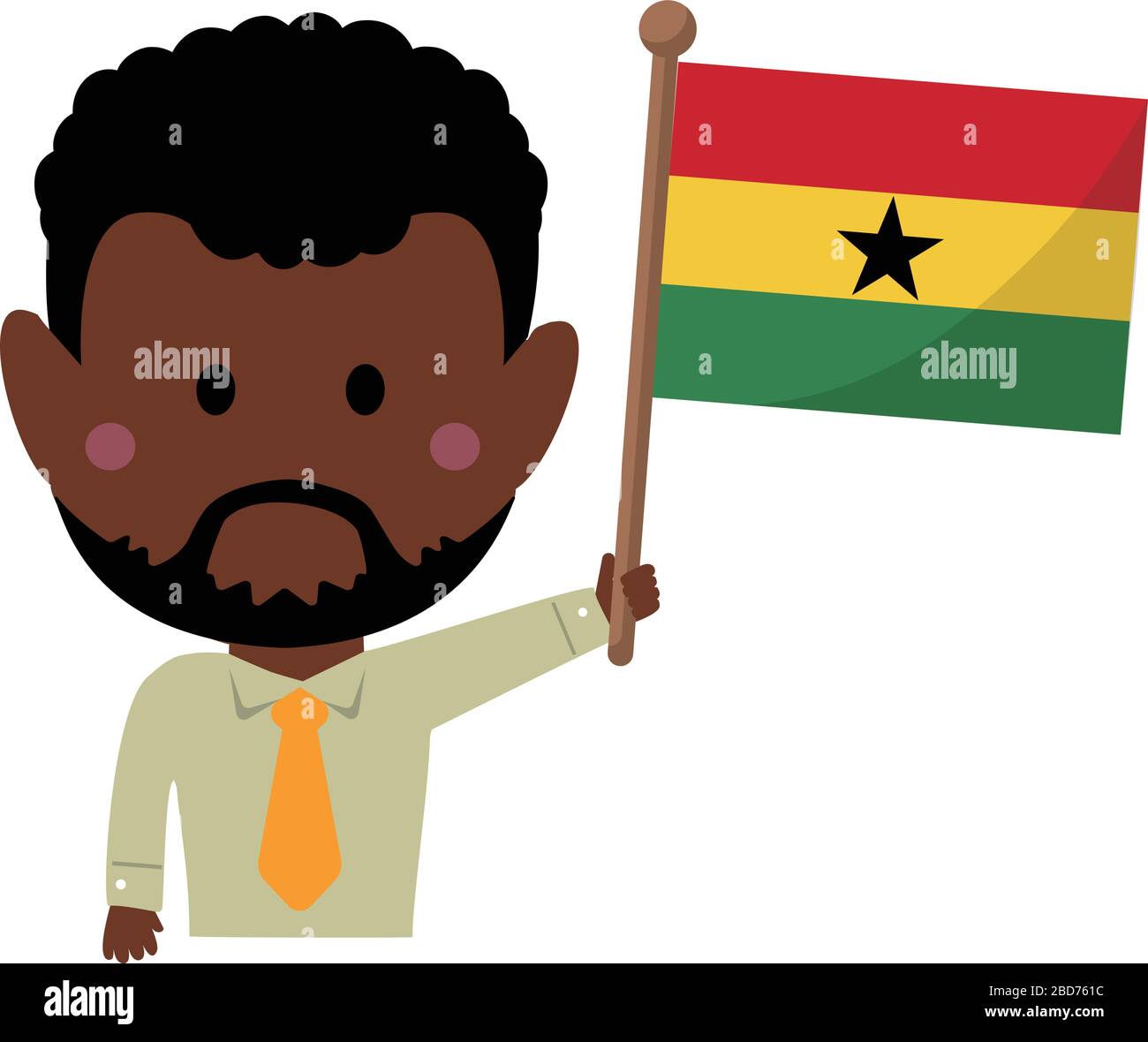 Cartoon business woman with national flags / Ghana. Flat vector ...