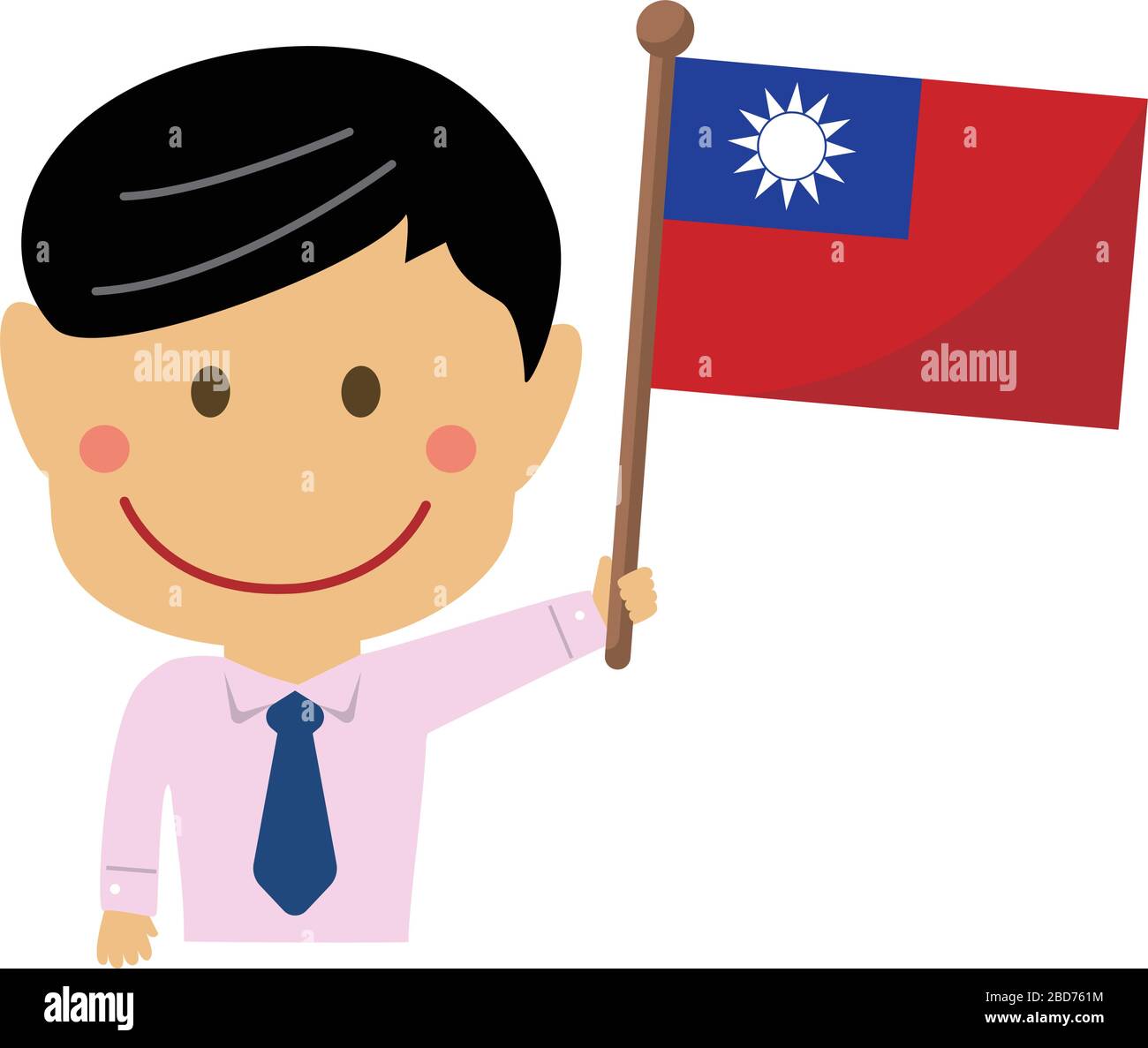 Cartoon business man with national flags / Taiwan. Flat vector ...