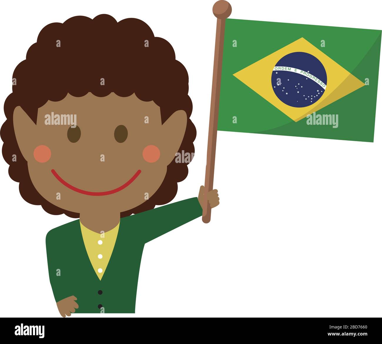Cartoon business woman with national flags / Brazil. Flat vector ...