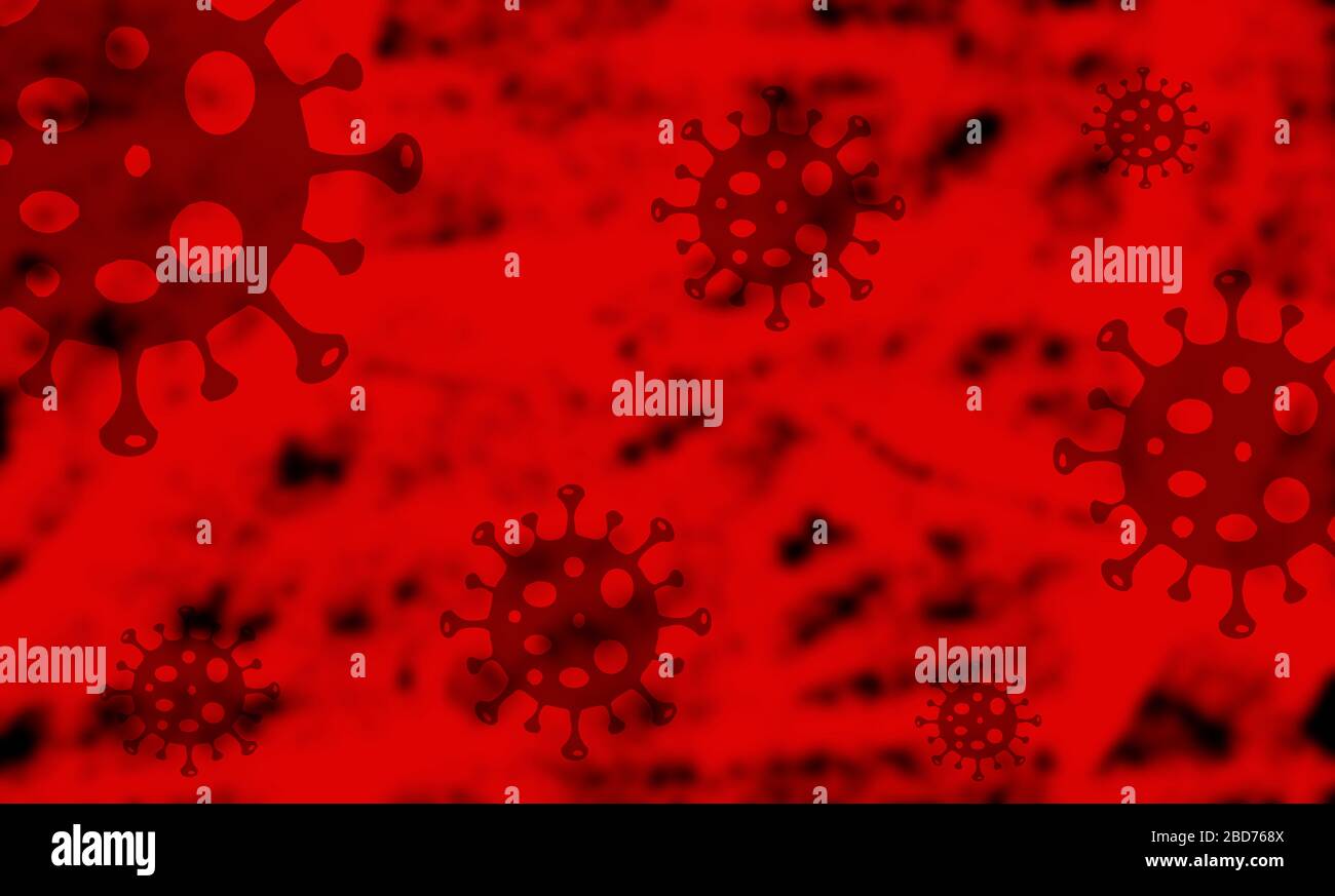 Corona Virus In Red Background - Microbiology And Virology Concept ...