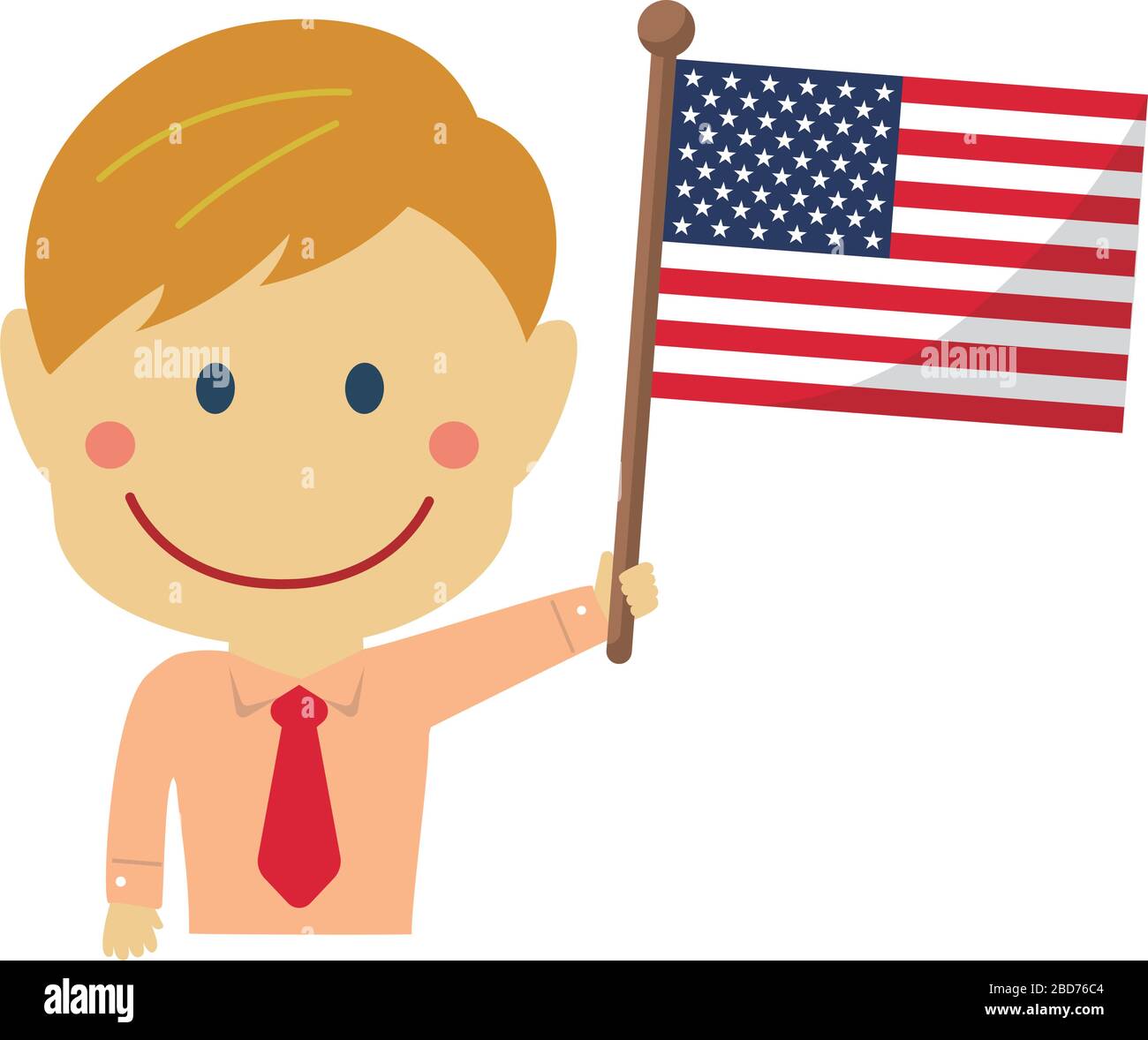 Cartoon business man with national flags / USA . Flat vector ...