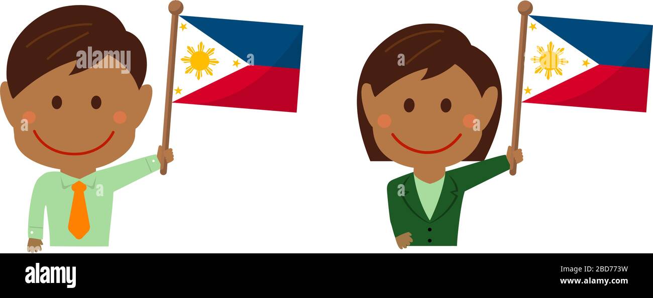 Cartoon business person with national flags / Philippines. Flat vector ...