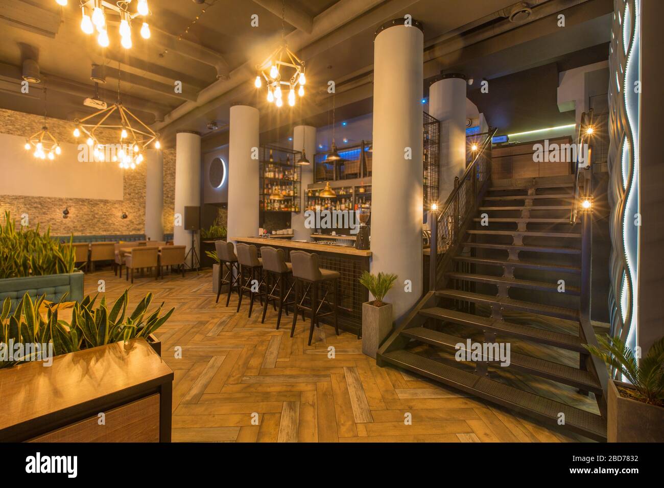 Interior of modern urban cafe or restaurant interior Stock Photo - Alamy