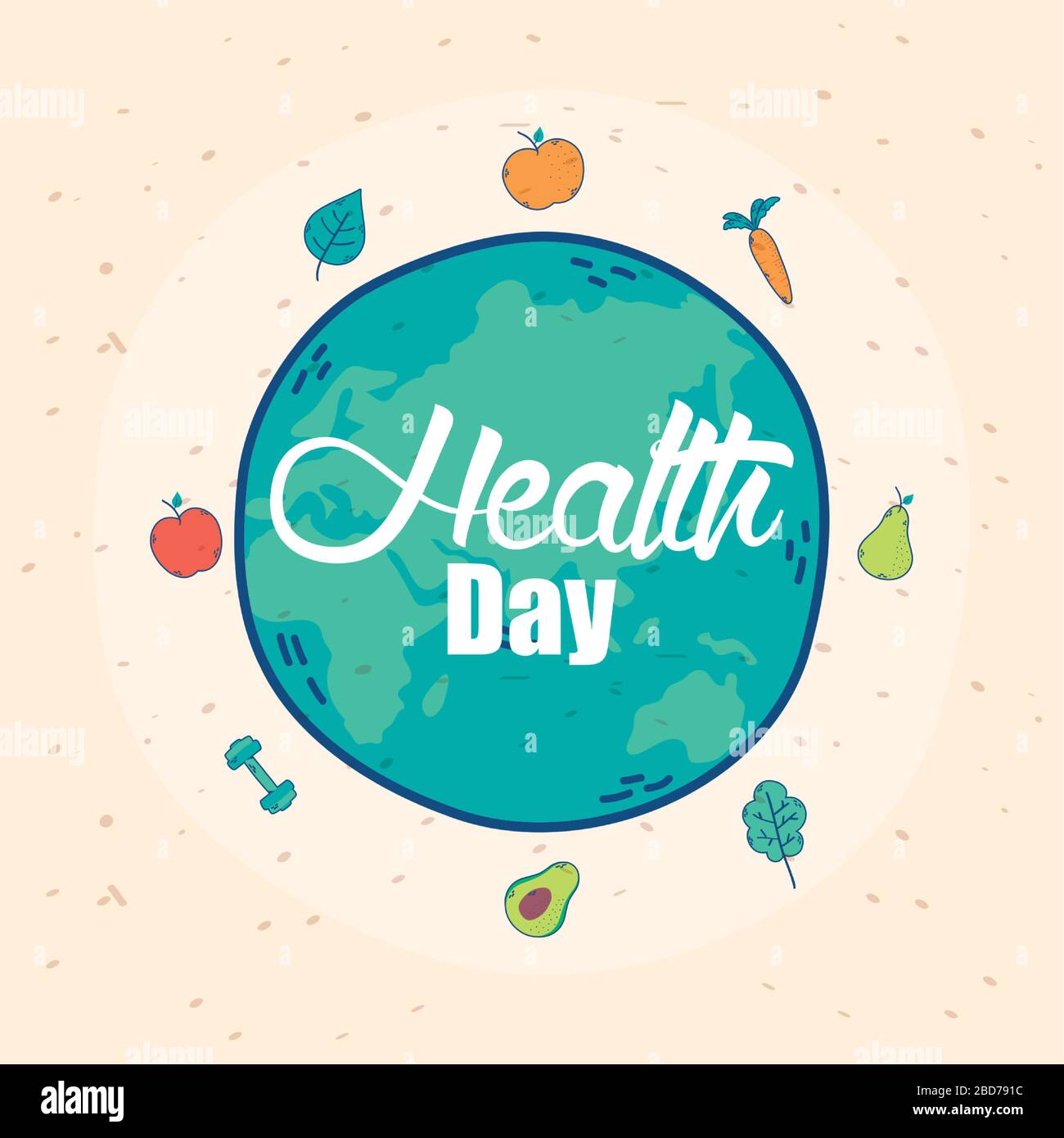 health day celebration poster with earth and vegetables Stock Vector ...