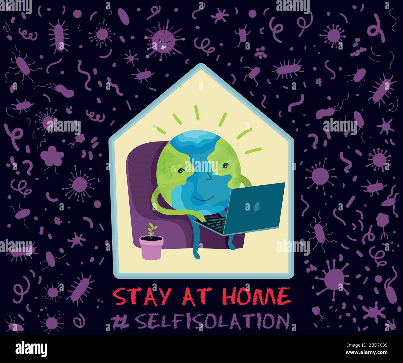 Self-isolation at home from the spread of disease Stock Vector Image ...