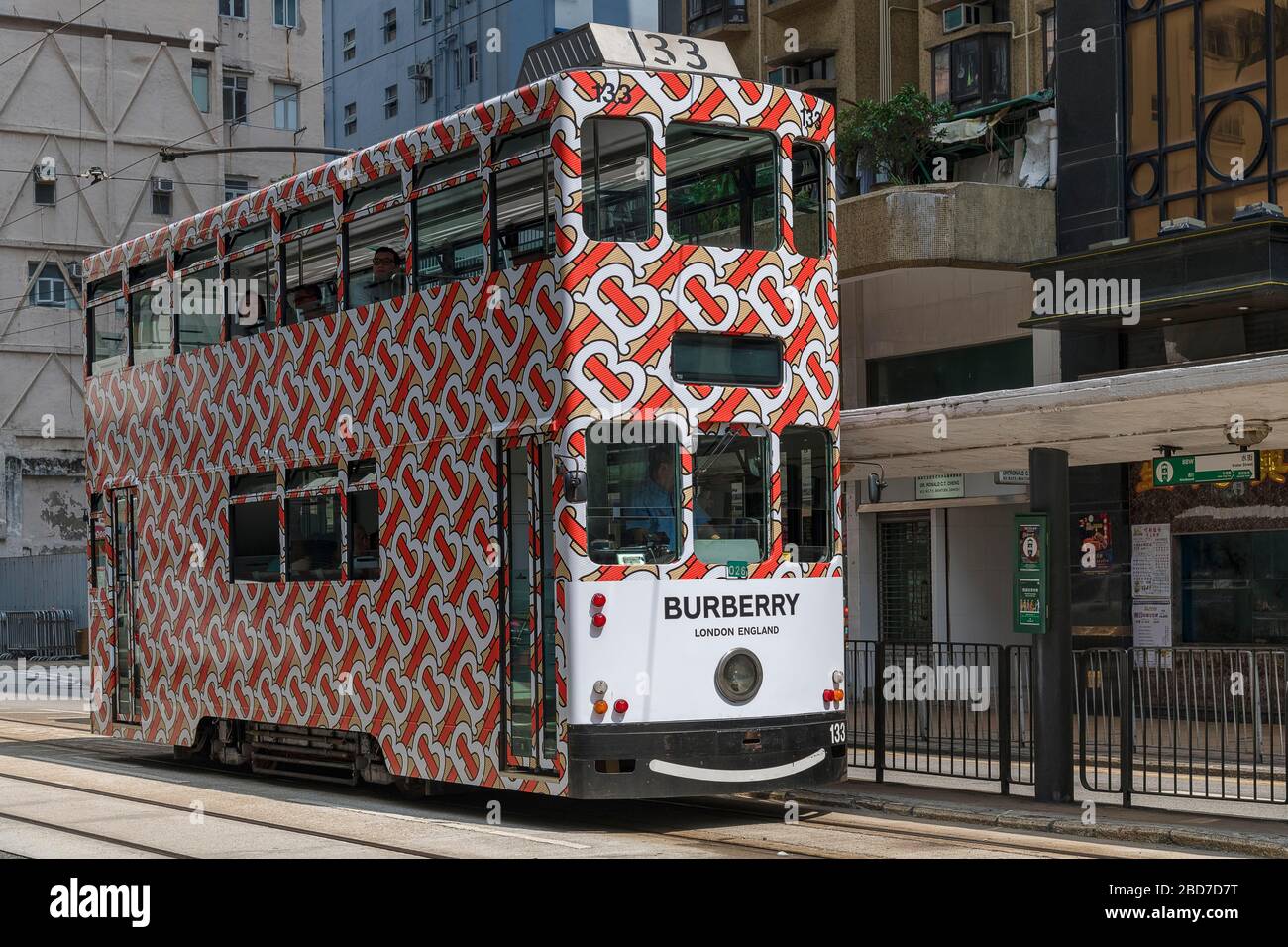 Hong Kong Tramway, historical tram since 1904, Hong Kong, China Stock ...