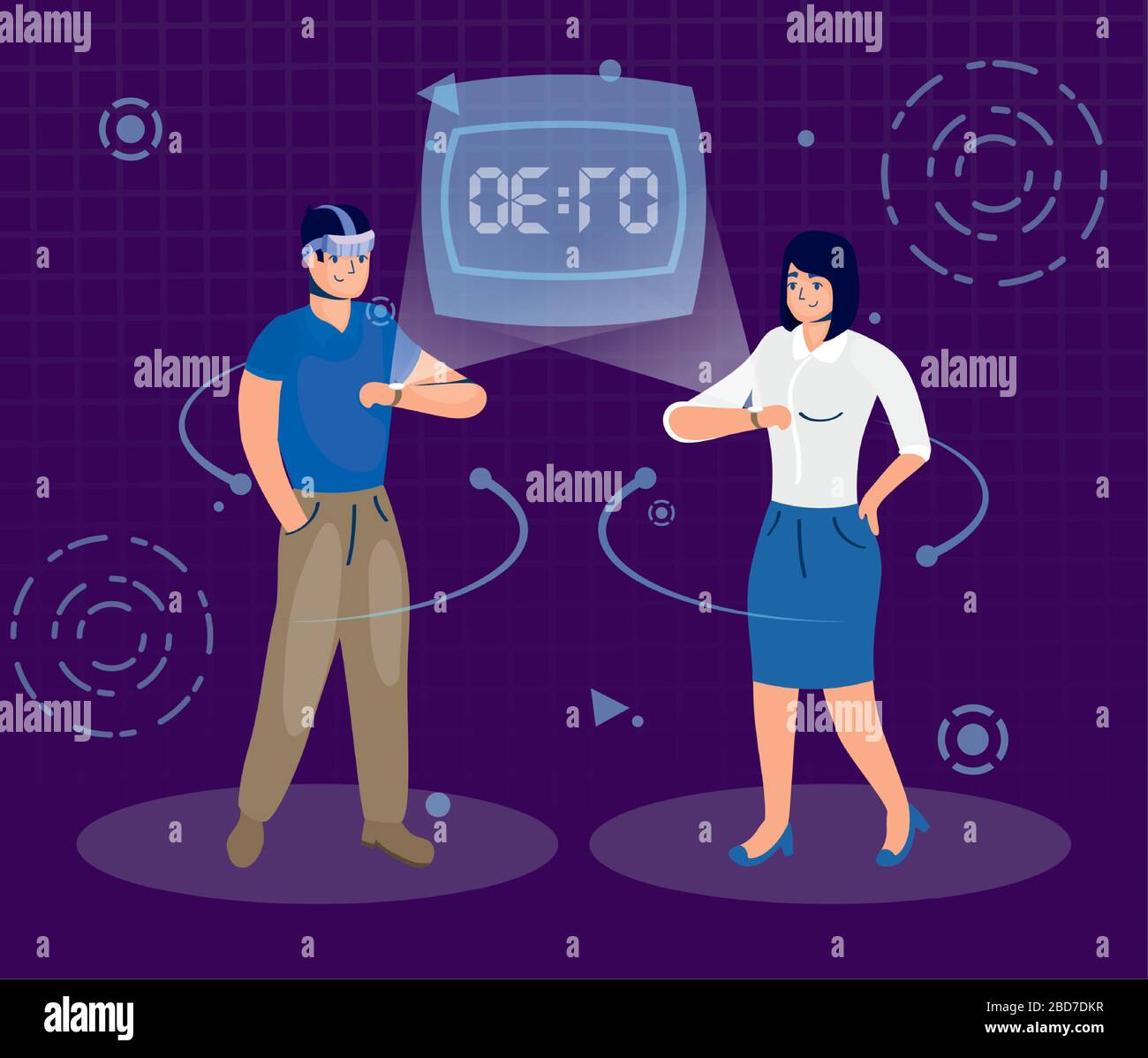 couple using augmented reality technology Stock Vector Image & Art - Alamy