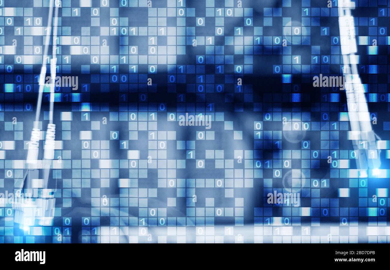Digital matrix binary code mainframe server room computing communication concept Stock Photo - Alamy