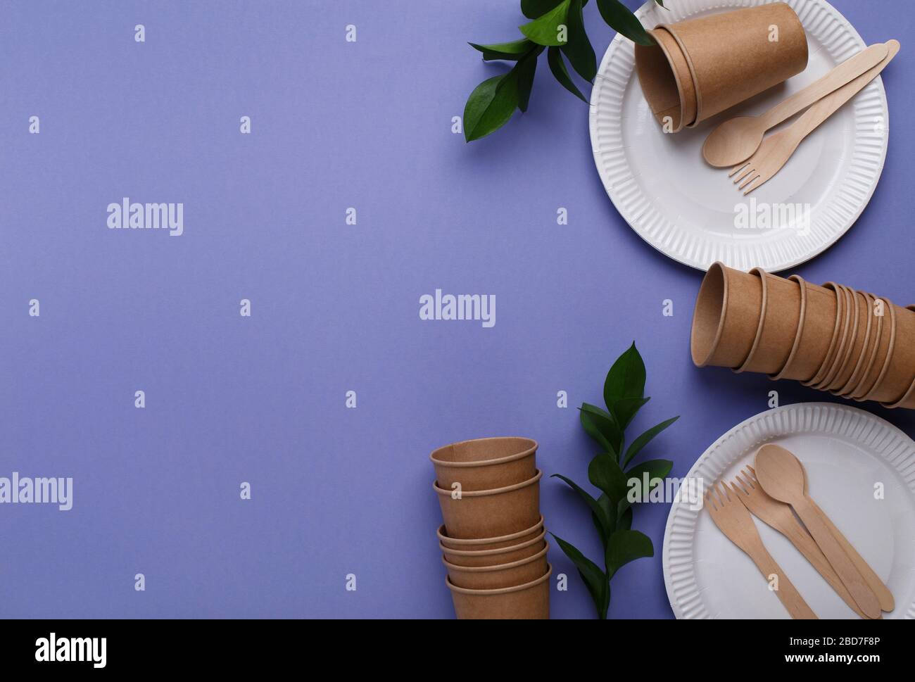 Caring of nature and recycling concept. Dishes, plates and cutlery ...