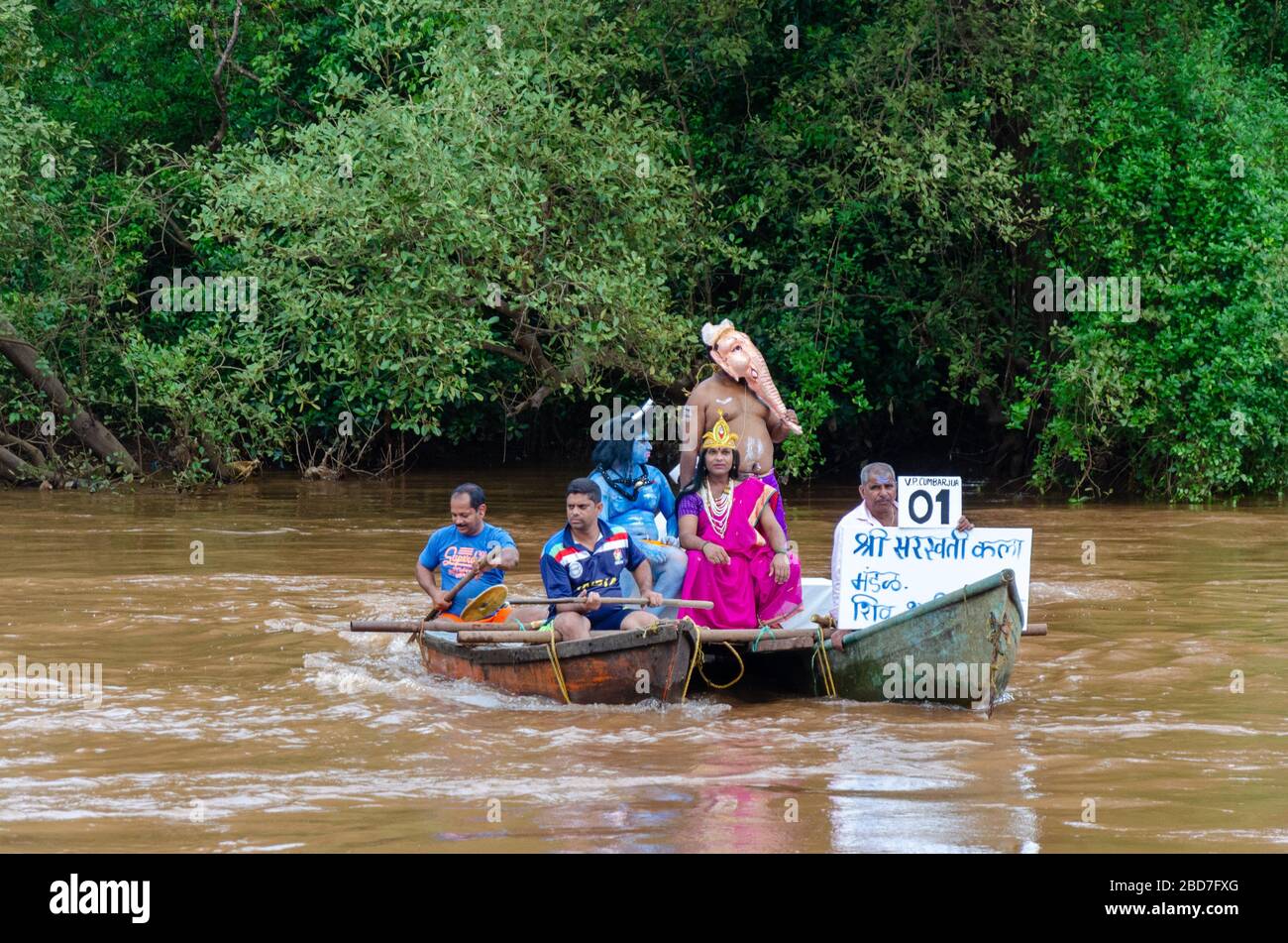 Men dressed up as mythological characters, acting out scenes from ...