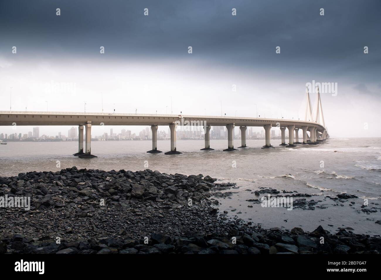 Bandra Worli Sea Link is a cable bridge in Mumbai, India Stock Photo ...