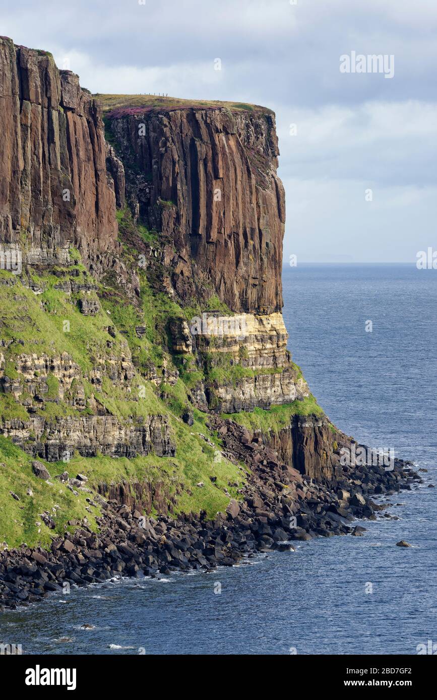 Basalt columns on Sandstone base of Kilt Rock near Staffin on ...