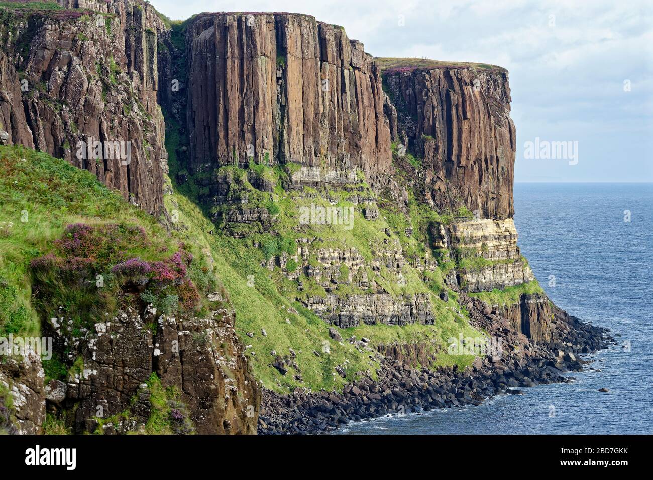 Basalt columns on Sandstone base of Kilt Rock near Staffin on ...