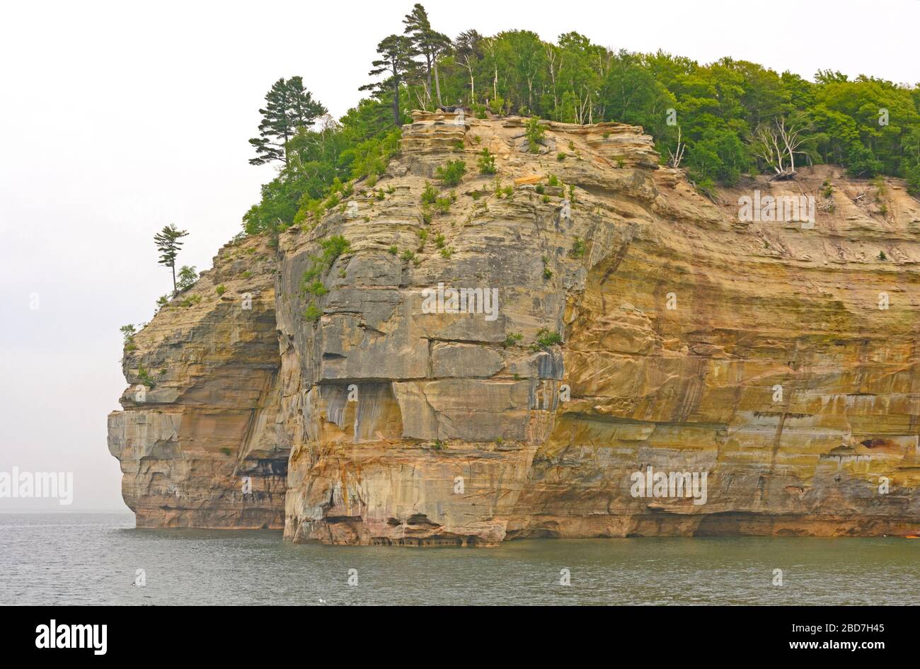 Sandstone Cliffs along the Lakeshore in Pictured Rocks National ...