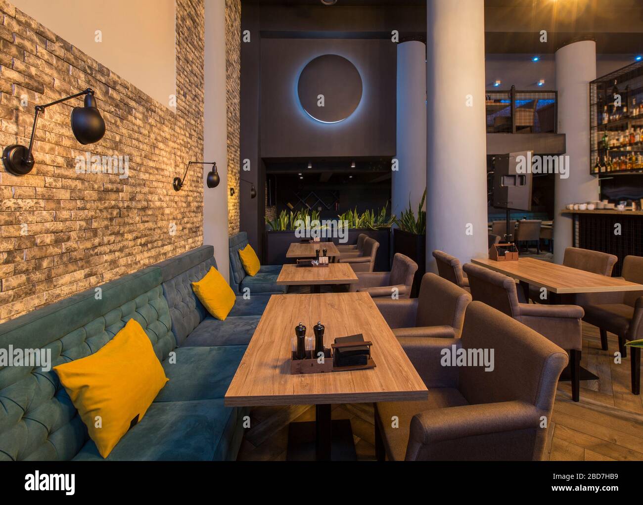 Cafe interior with soft places for rest without people Stock Photo - Alamy