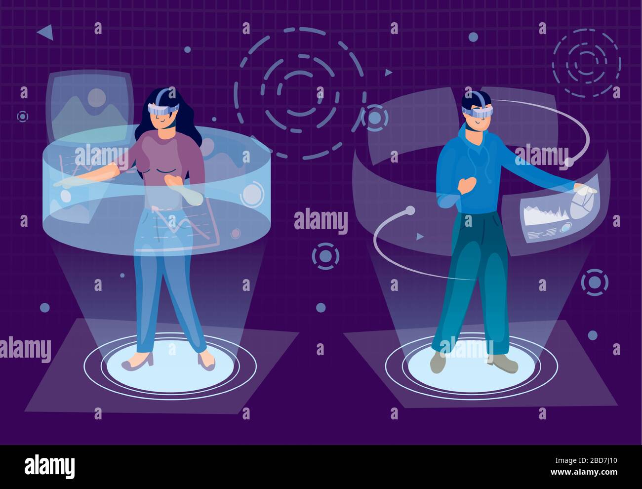couple using augmented reality technology Stock Vector Image & Art - Alamy
