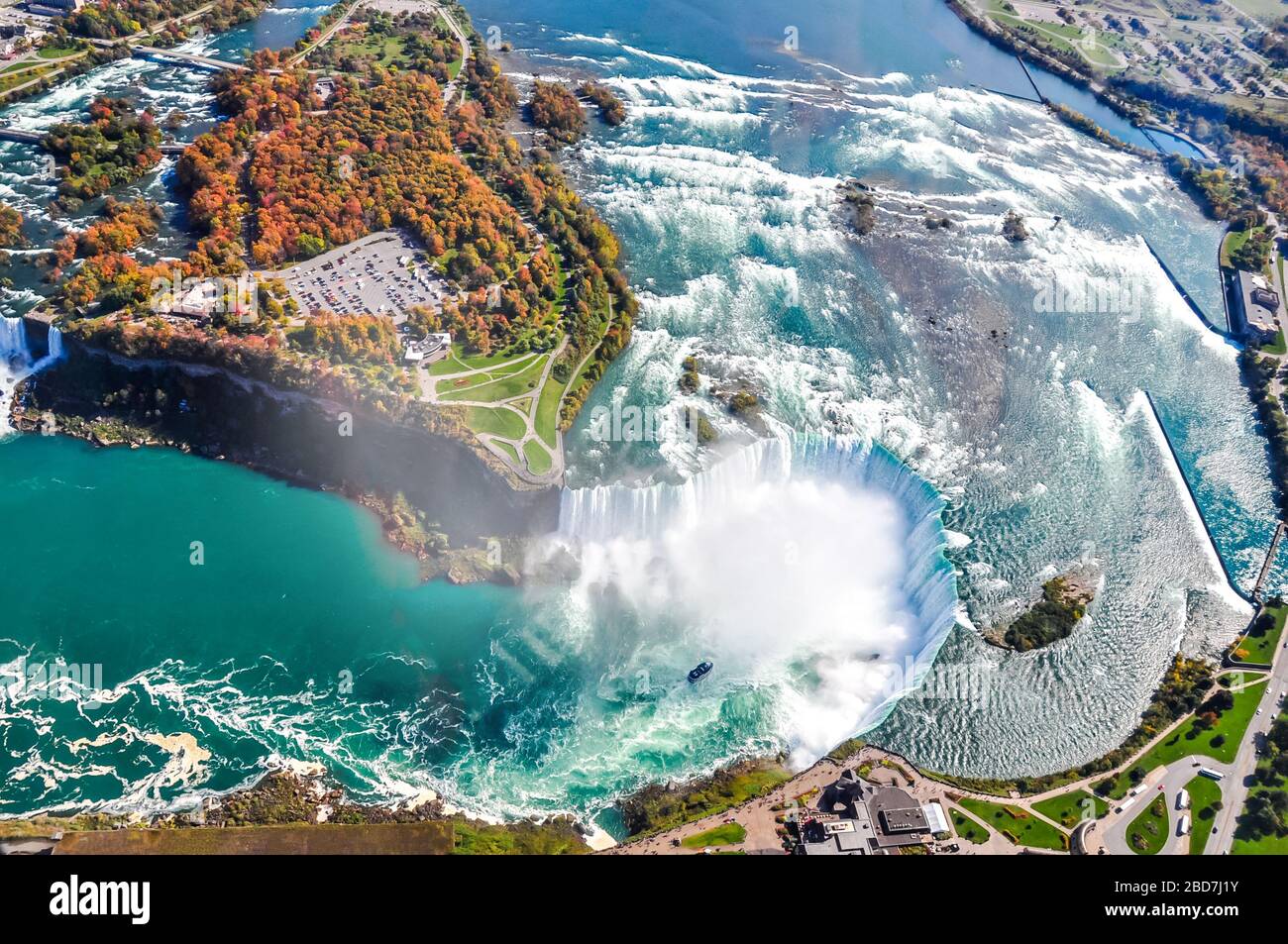 Niagara waterfall from above, Aerial view of Niagara waterfall Stock ...