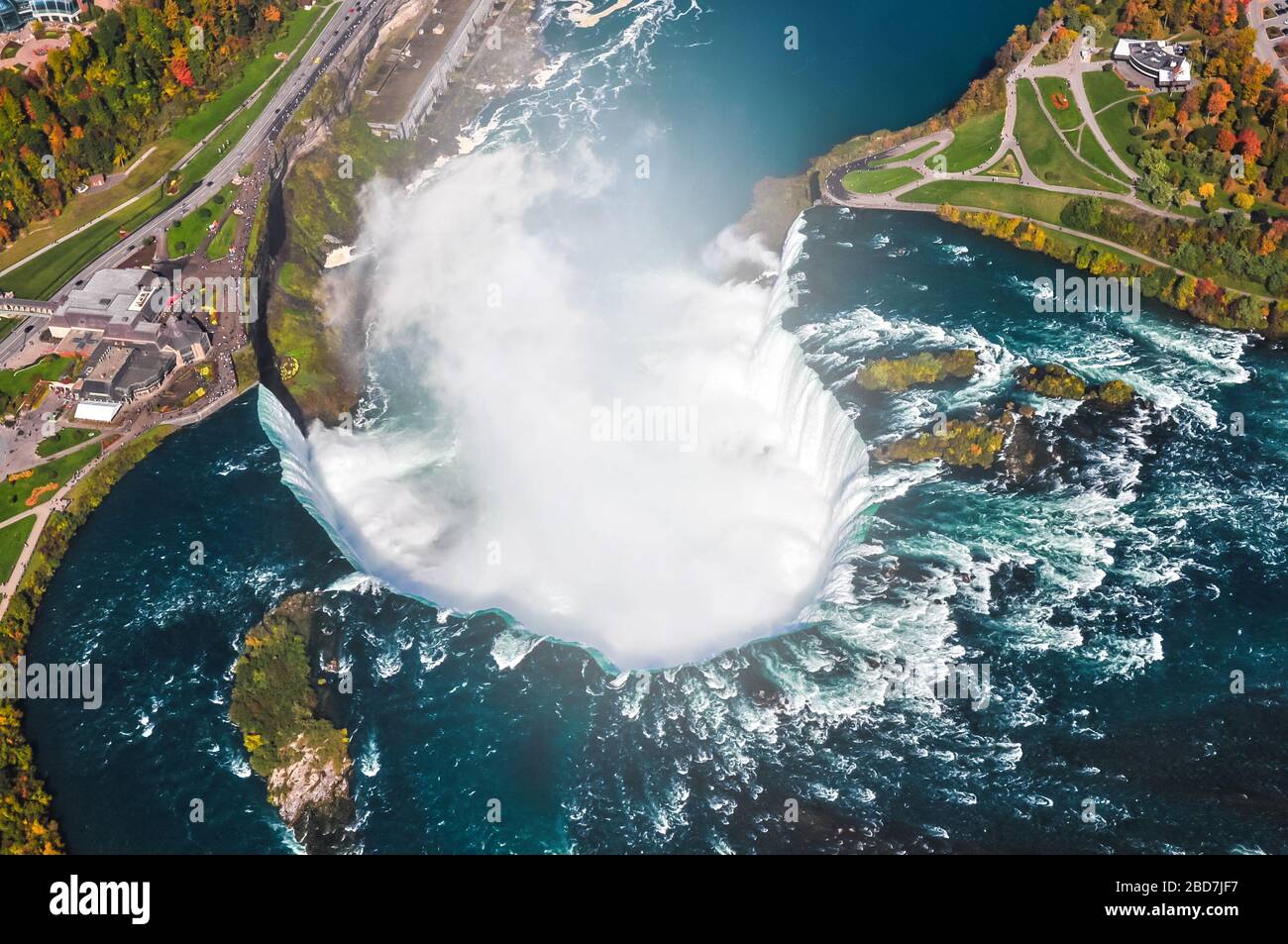 Niagara waterfall from above, Aerial view of Niagara waterfall Stock ...