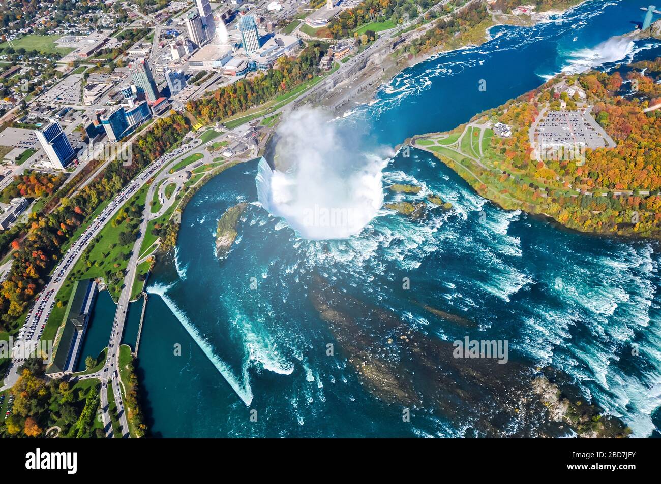 Niagara waterfall from above, Aerial view of Niagara waterfall Stock ...