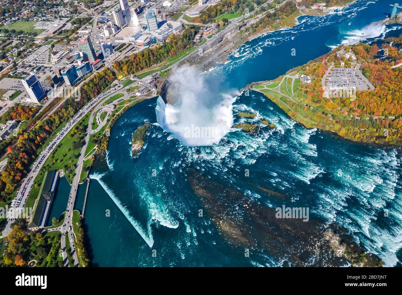 Niagara waterfall from above, Aerial view of Niagara waterfall Stock ...
