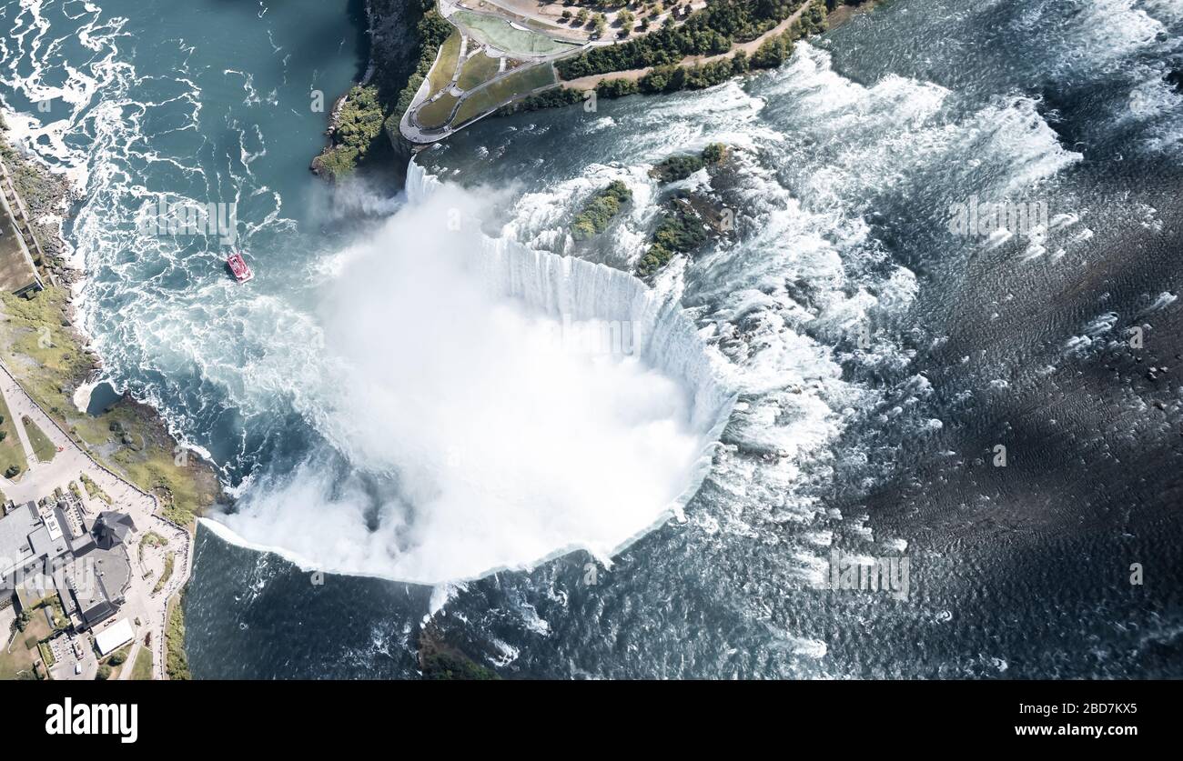 Niagara waterfall from above, Aerial view of Niagara waterfall Stock ...