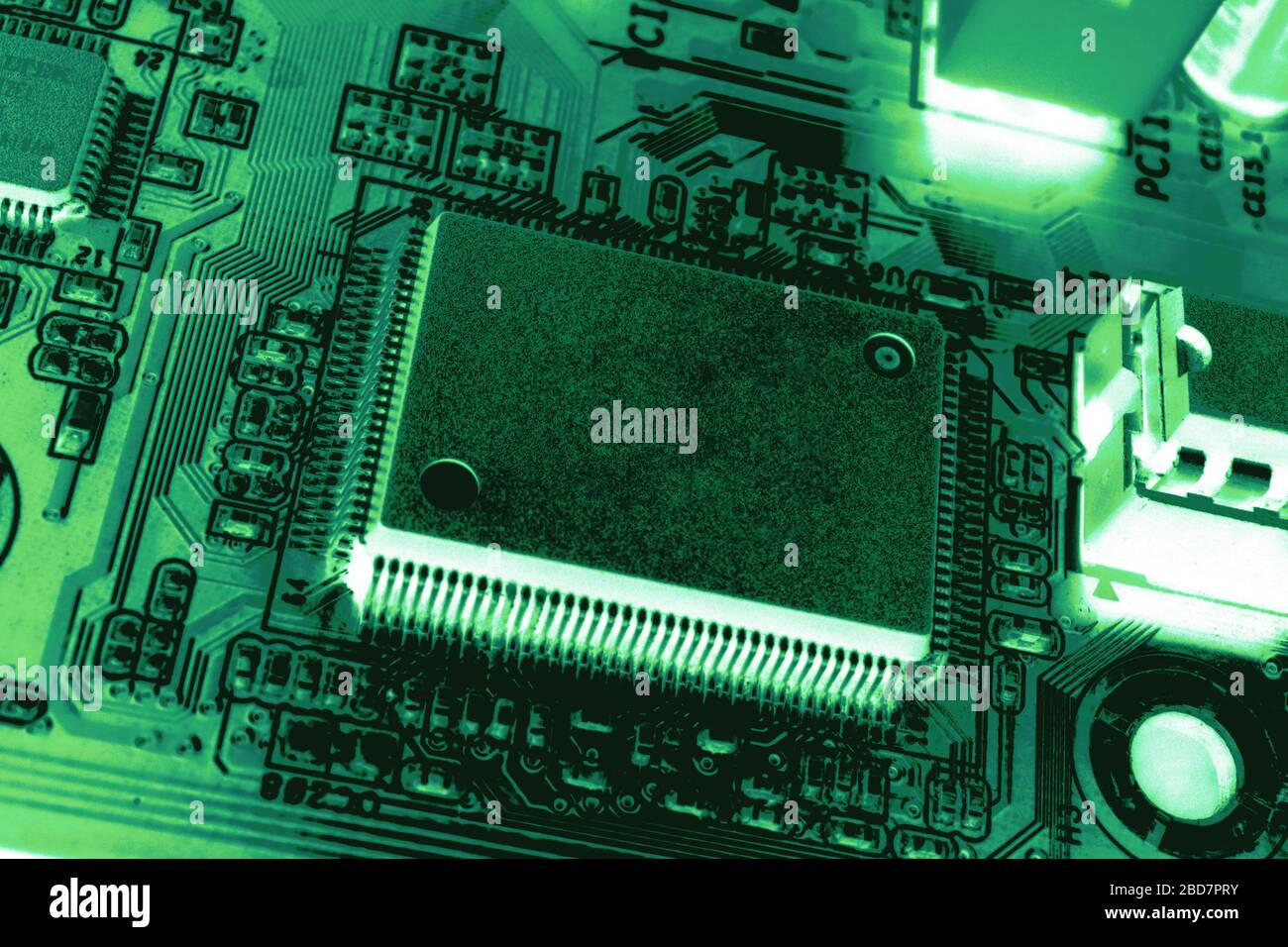 Close up view of central computer processor CPU blank microchip for ...