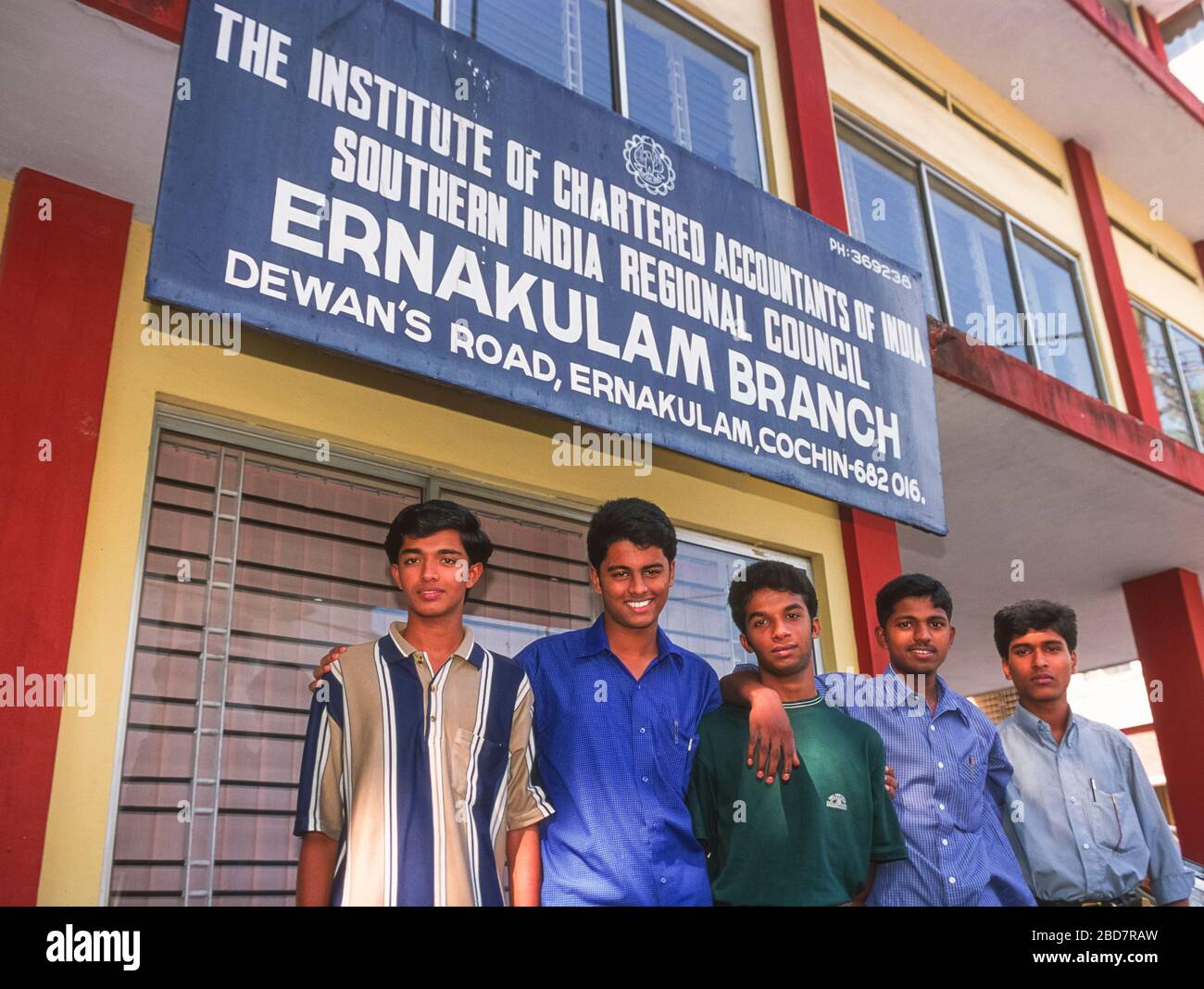 ERNAKULAM, COCHIN, INDIA - Five young men students in front of ...