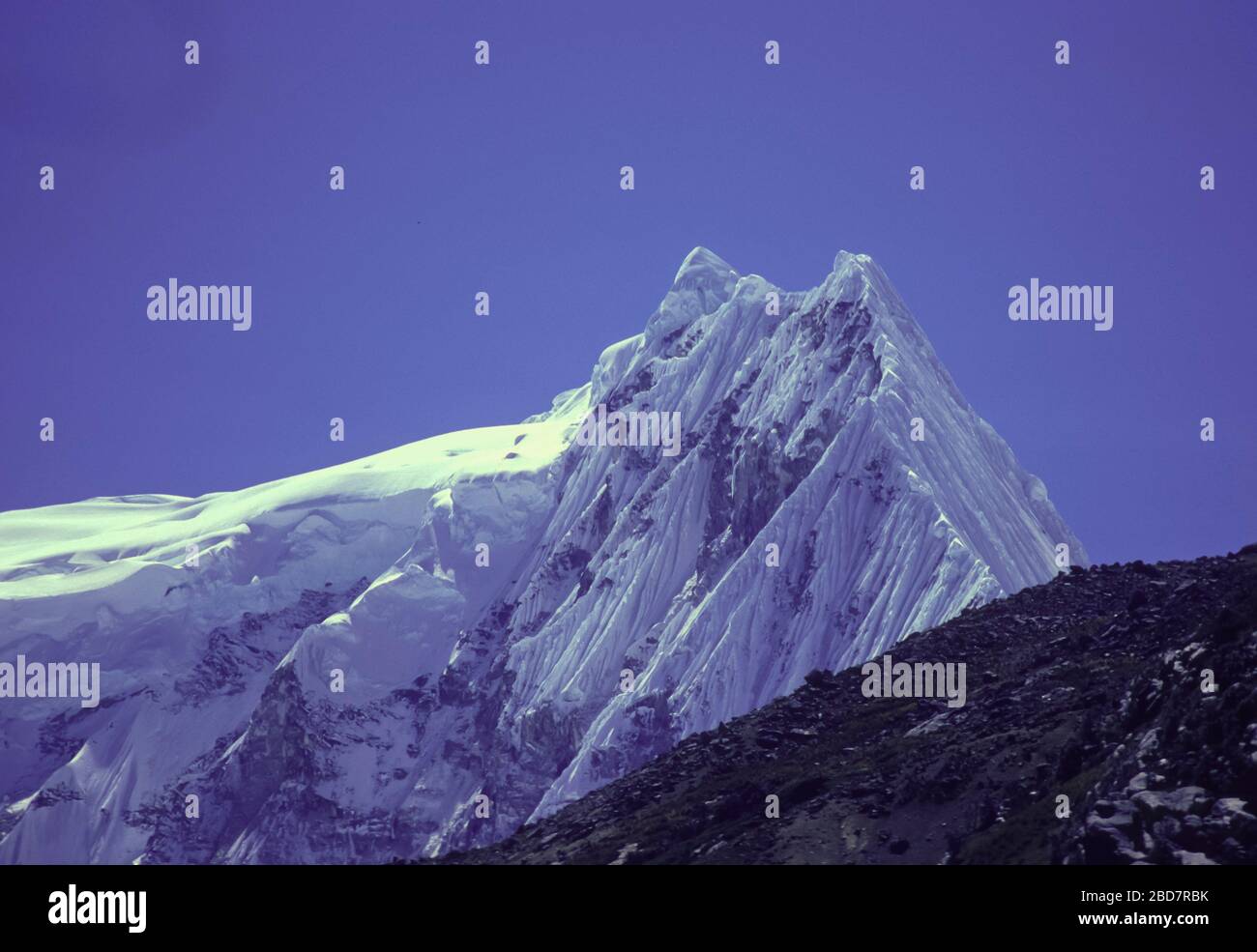 CORDILLERA BLANCA, ANCASH, PERU - Glacier and icey ridge, mountain ...