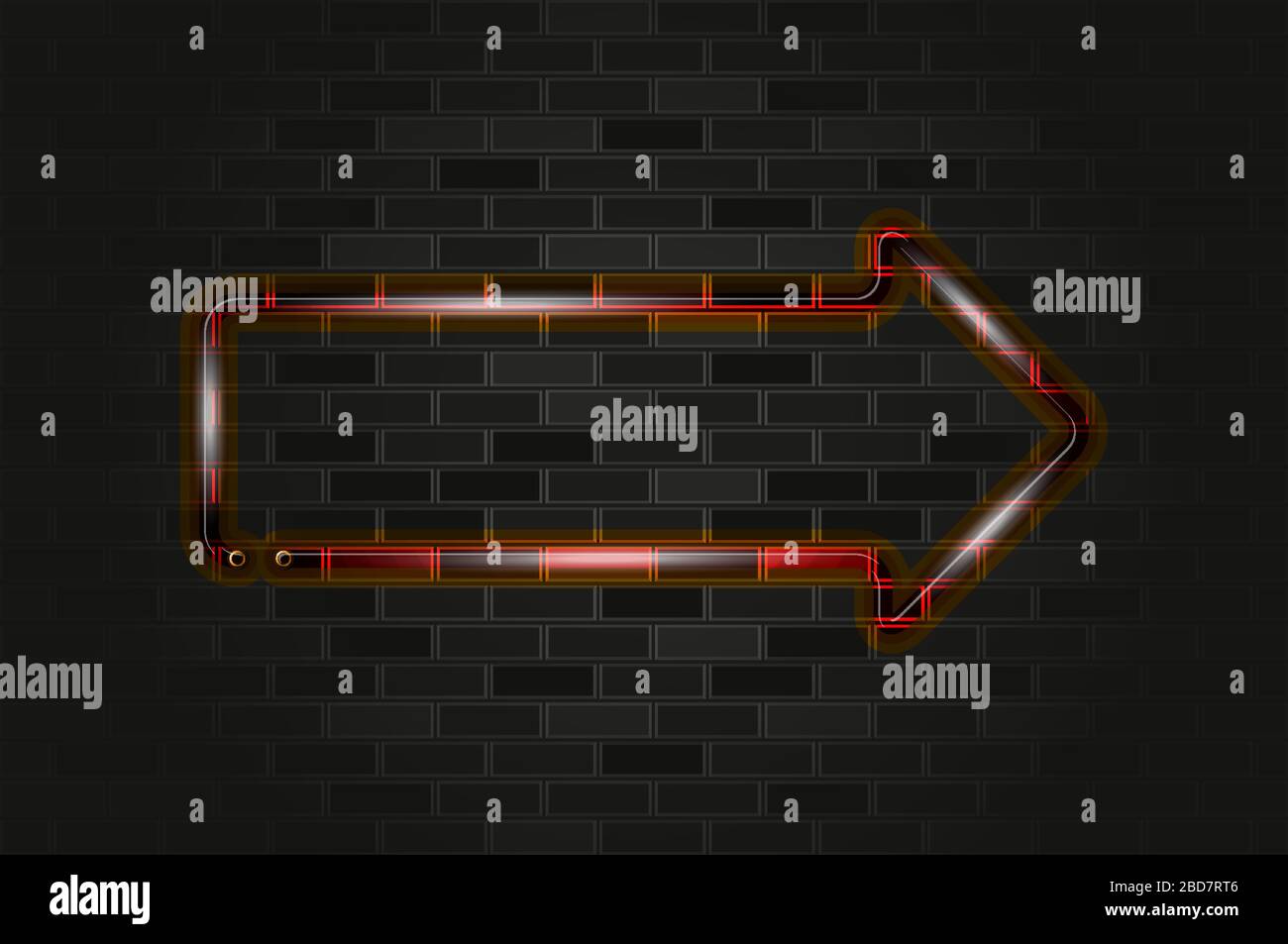 Right pointer, red arrow glowing neon sign or LED strip light ...