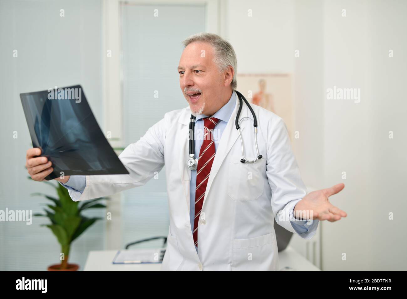 Portrait of a surprised doctor looking at a radiography Stock Photo - Alamy