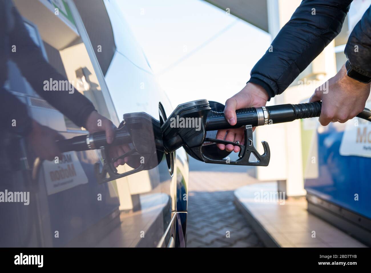 refueling a passenger car tank at a gas station Stock Photo - Alamy