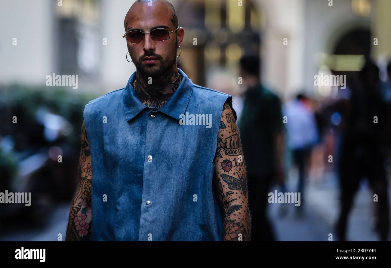 MILAN, Italy- June 15 2019: Roberto Malizia on the street during the Milan Fashion Week Stock ...