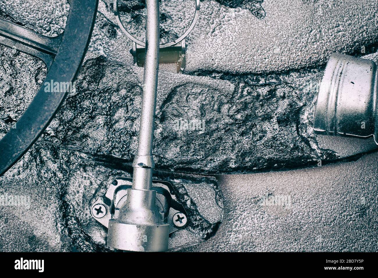 Silver grey grunge gears and wheels create an industrial steampunk ...