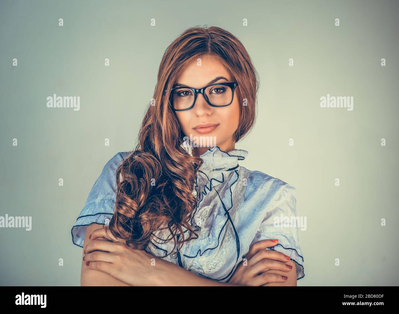 Attractive serious confident young businesswoman student, teacher ...