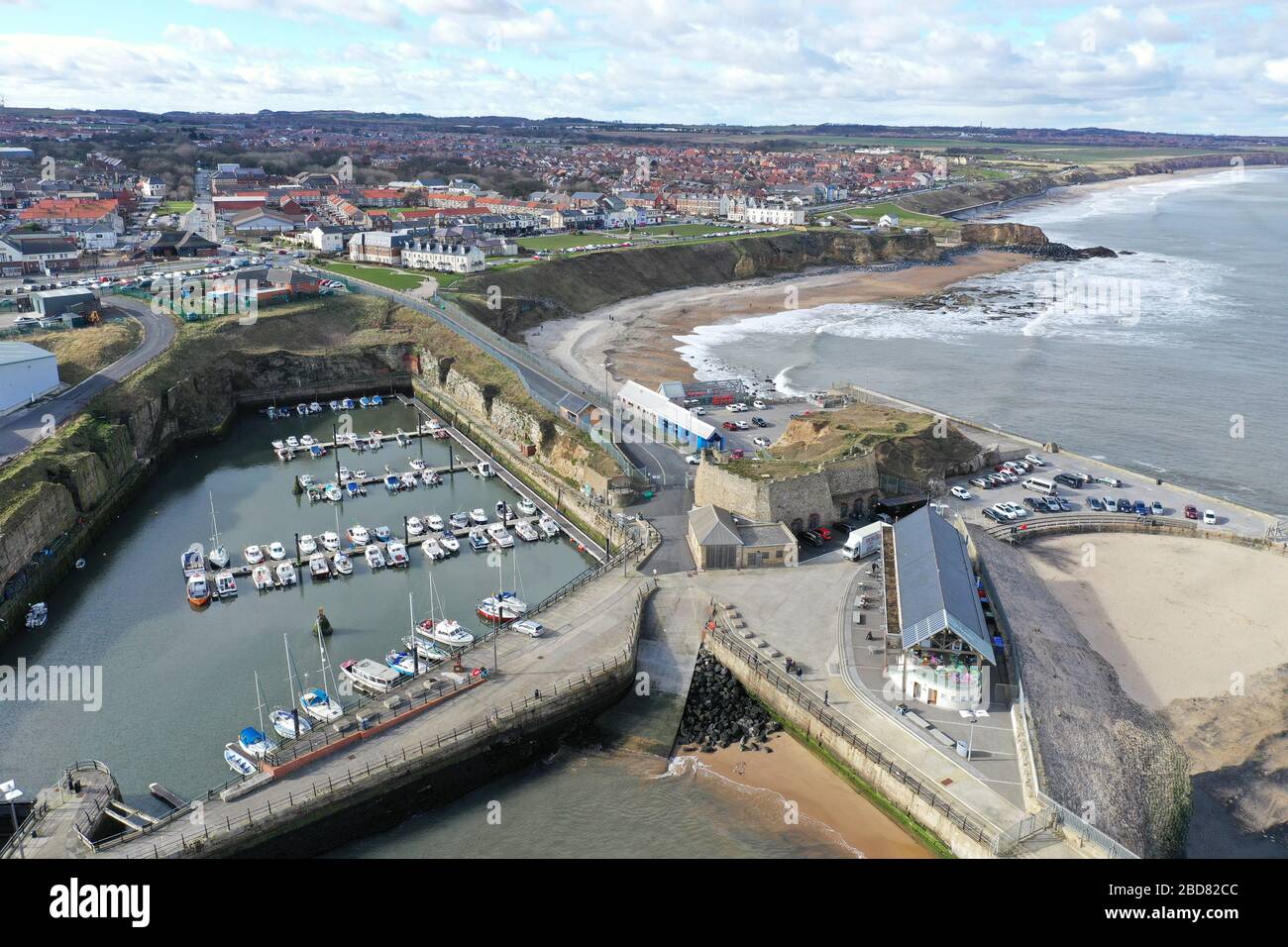Aerial drone view of Seaham County Durham Stock Photo - Alamy