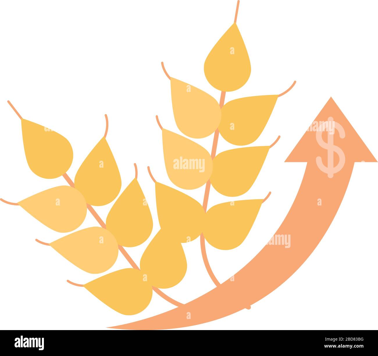 wheat agriculture product money up arrow, rising food prices, flat ...