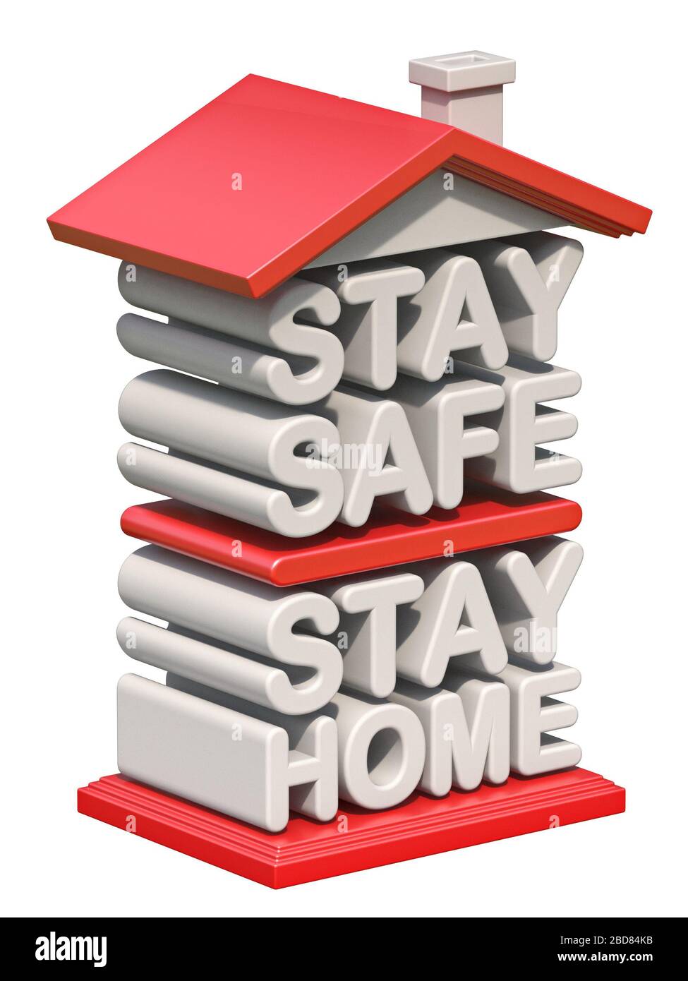 Text STAY SAFE STAY HOME in shape of house 3D render illustration ...