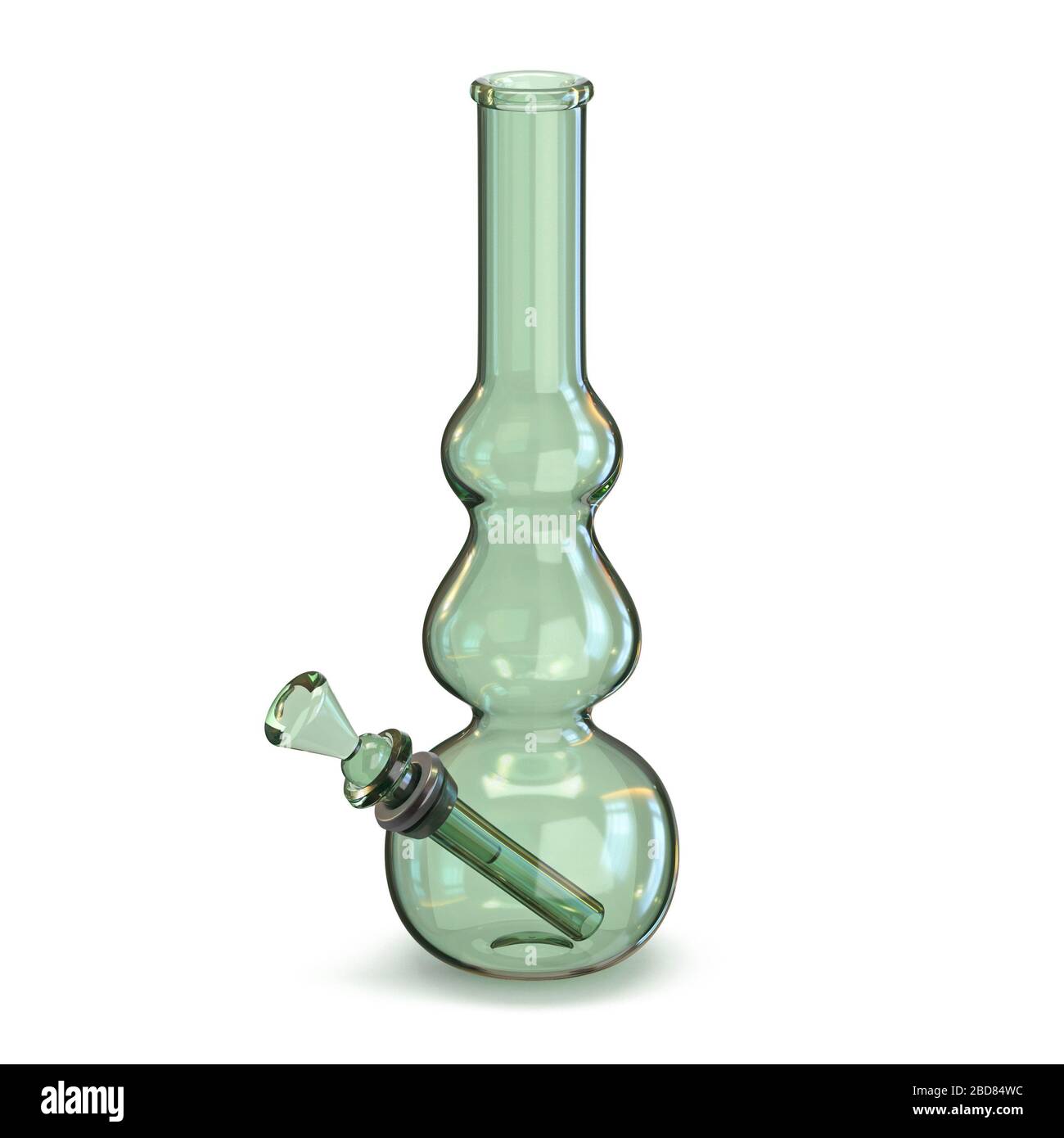 Green glass bong 3D render illustration isolated on white background ...