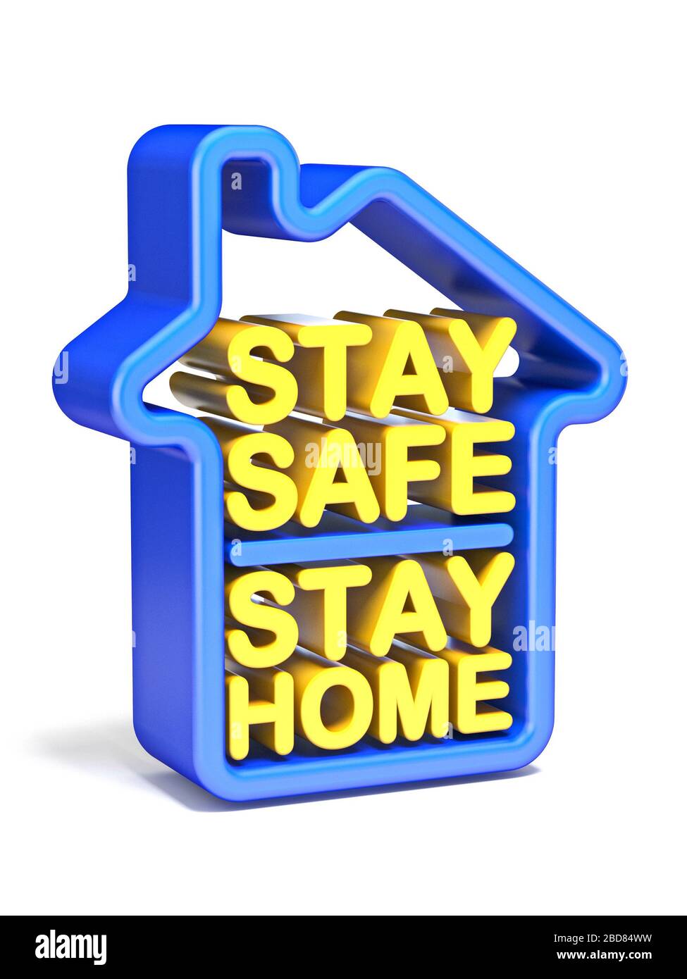 Text STAY SAFE STAY HOME in shape of house 3D render illustration ...