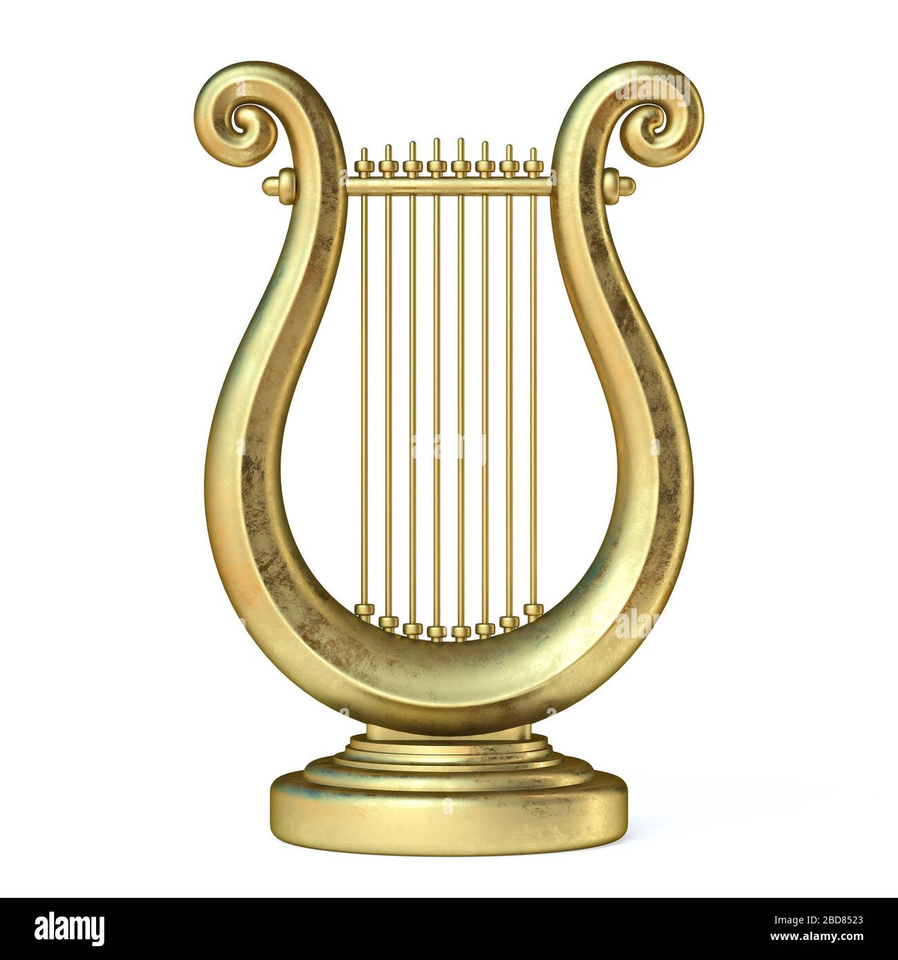 Golden lyre 3D render illustration isolated on white background Stock ...