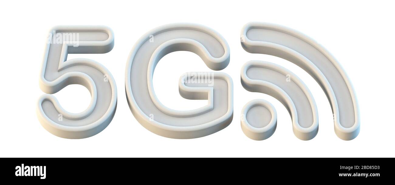 White 5G icon 3D render illustration isolated on white background Stock ...