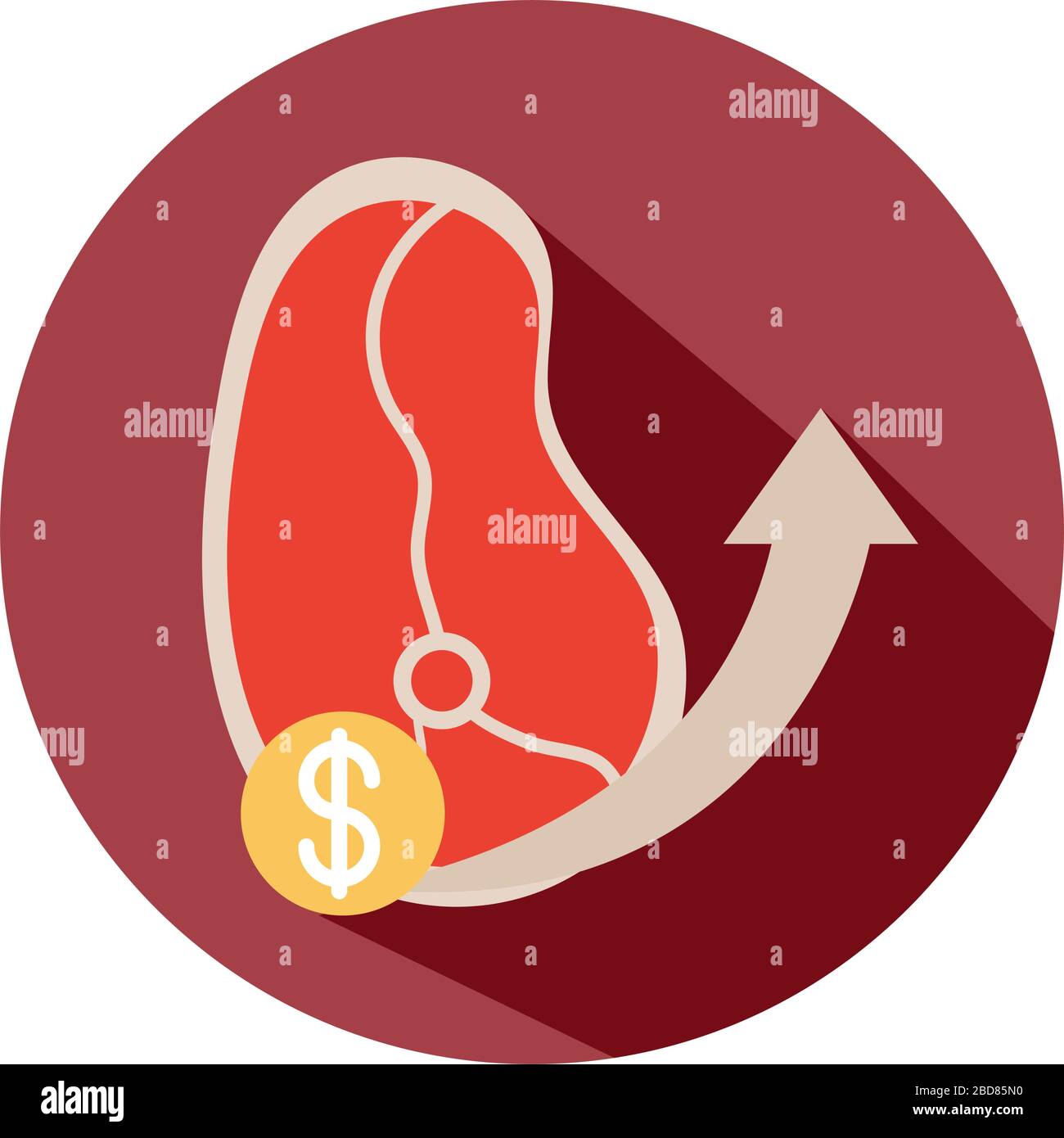 steak beef money up arrow market, rising food prices, block style icon ...