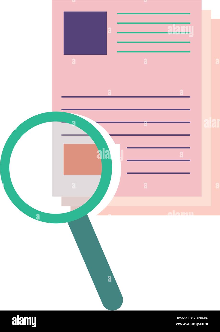 paper with magnifying glass flat style Stock Vector Image & Art - Alamy